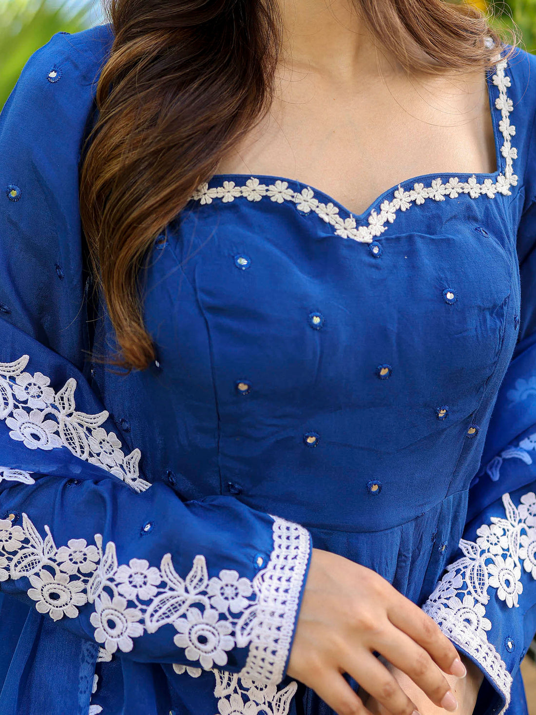 Shop Blue Mirror Anarkali Set Online | Lavanya The Label