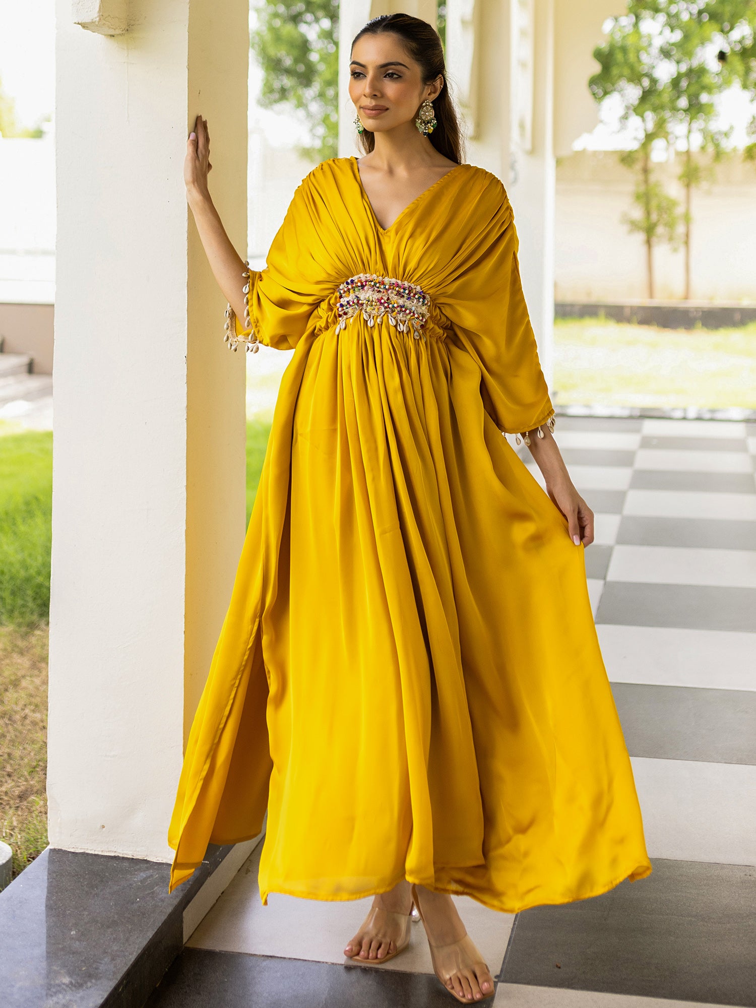RESHAM LEHER Yellow Boho Kaftan