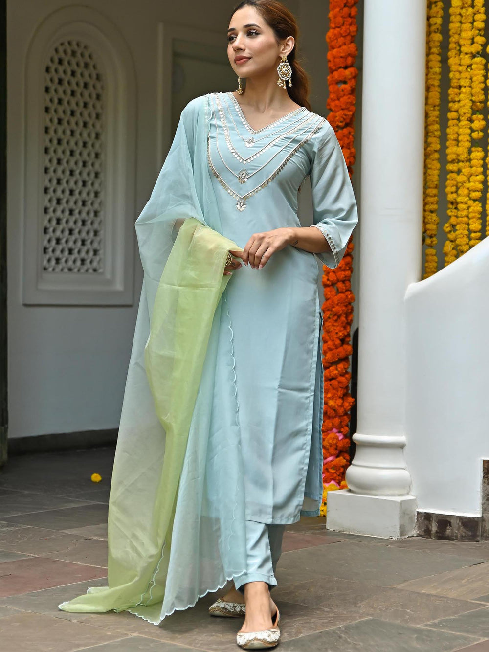 Blue Embroidered Kurta Set