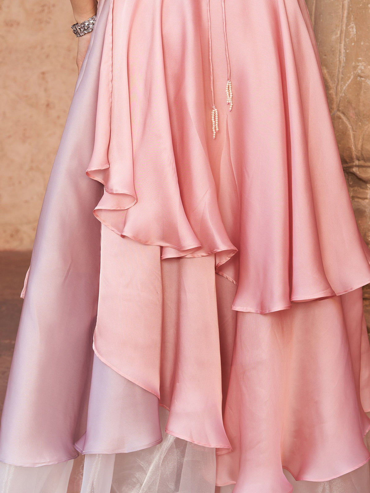 SOFT PINK MAUVE TOP LAYERED WITH SKIRT