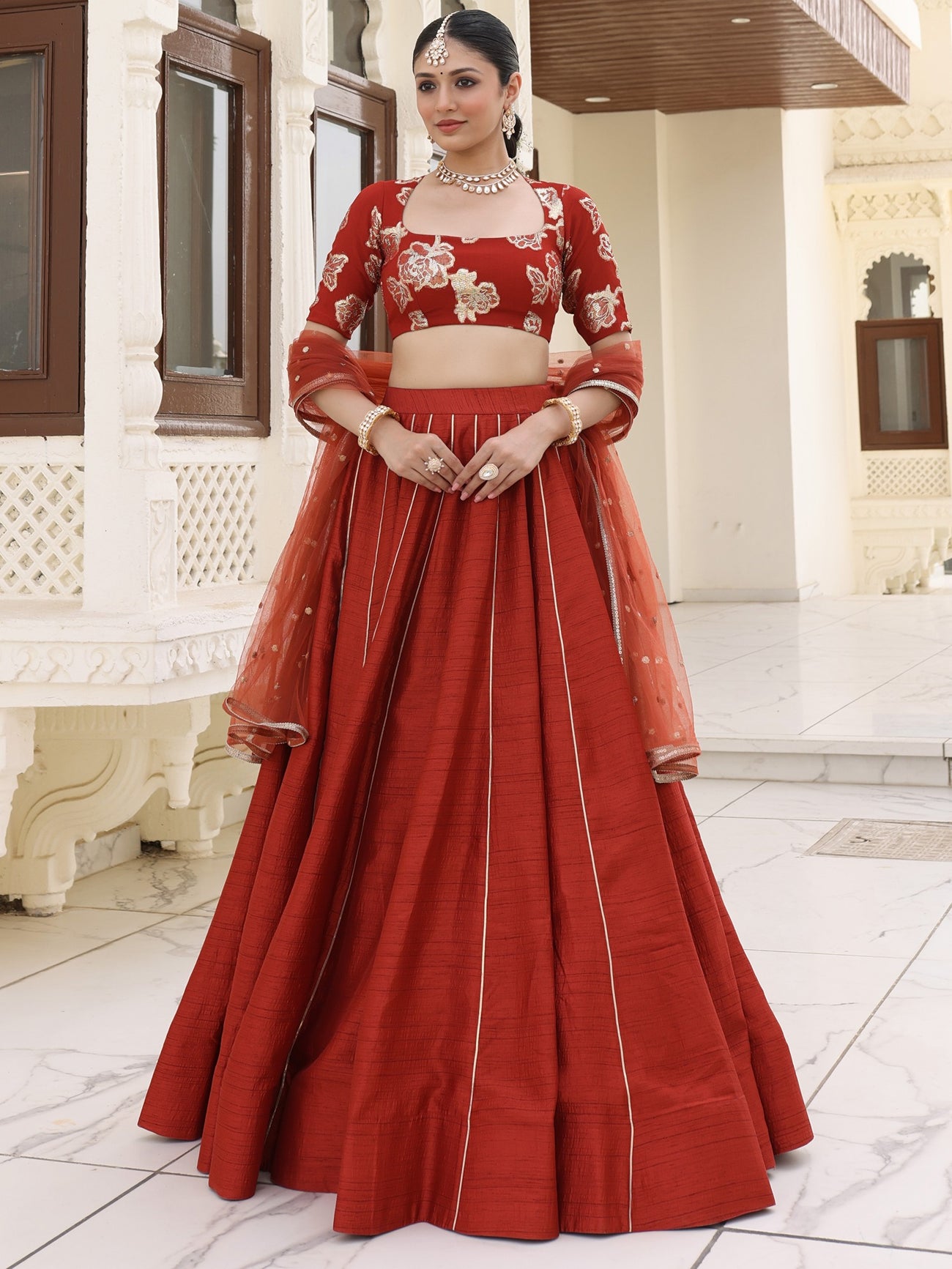 Rust Queen Silk Gota Lehenga Set
