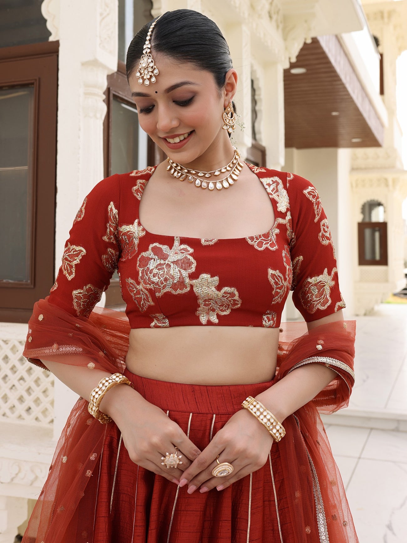 Rust Queen Silk Gota Lehenga Set