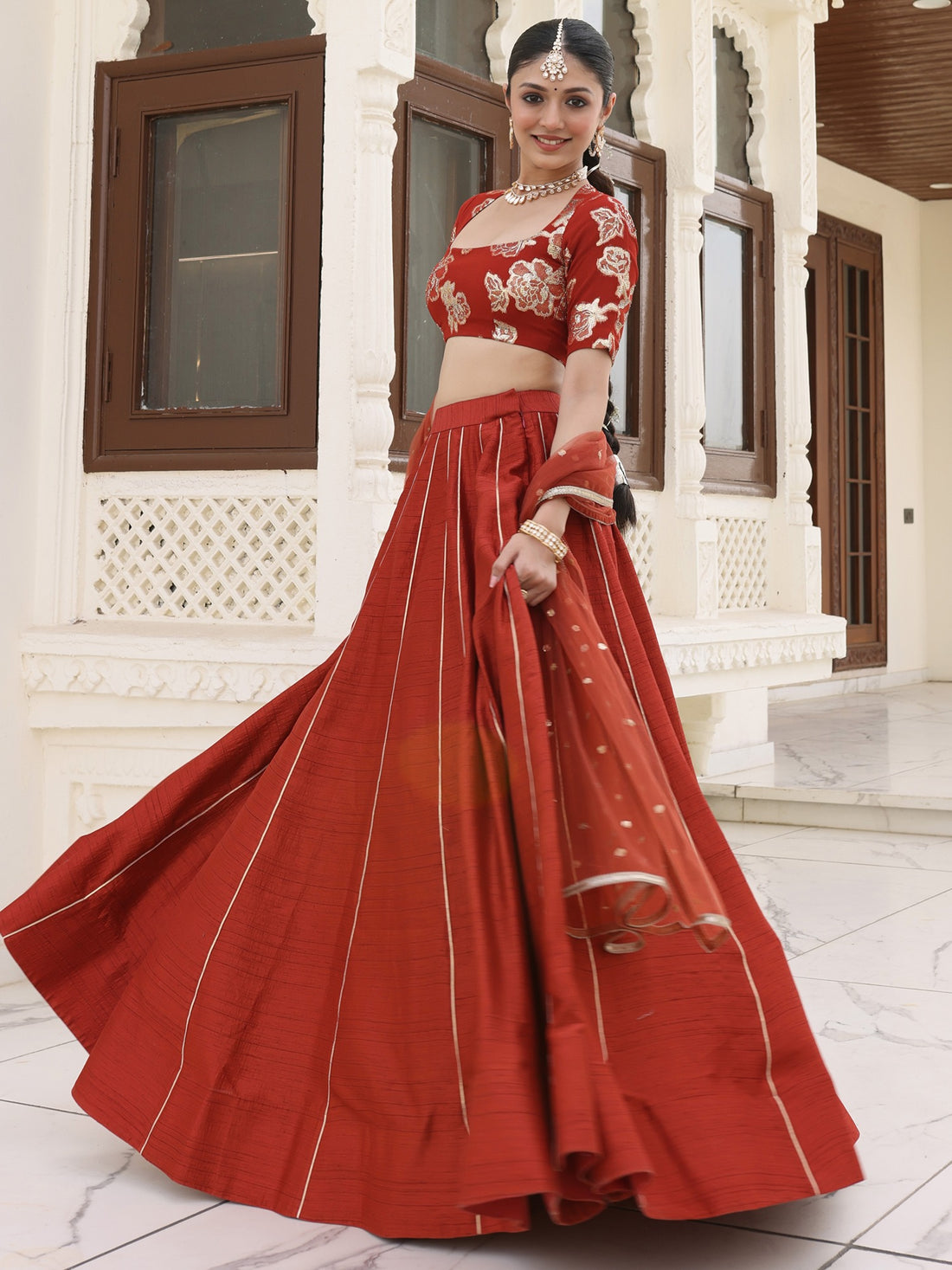 Rust Queen Silk Gota Lehenga Set